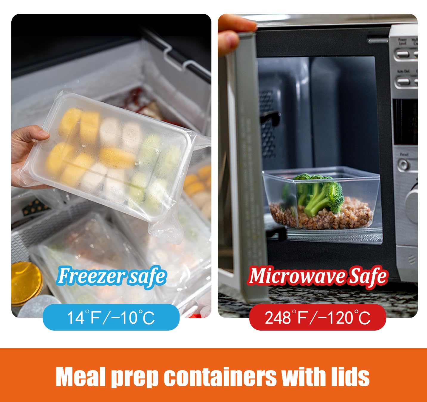 Teivio 100Pack 16oz Disposable Meal Prep Containers, Plastic Food Storage Containers with Lids, Leak proof, Microwave and Freezer Safe,for preparing lunch, snacks, salad or sandwiches (Clear)