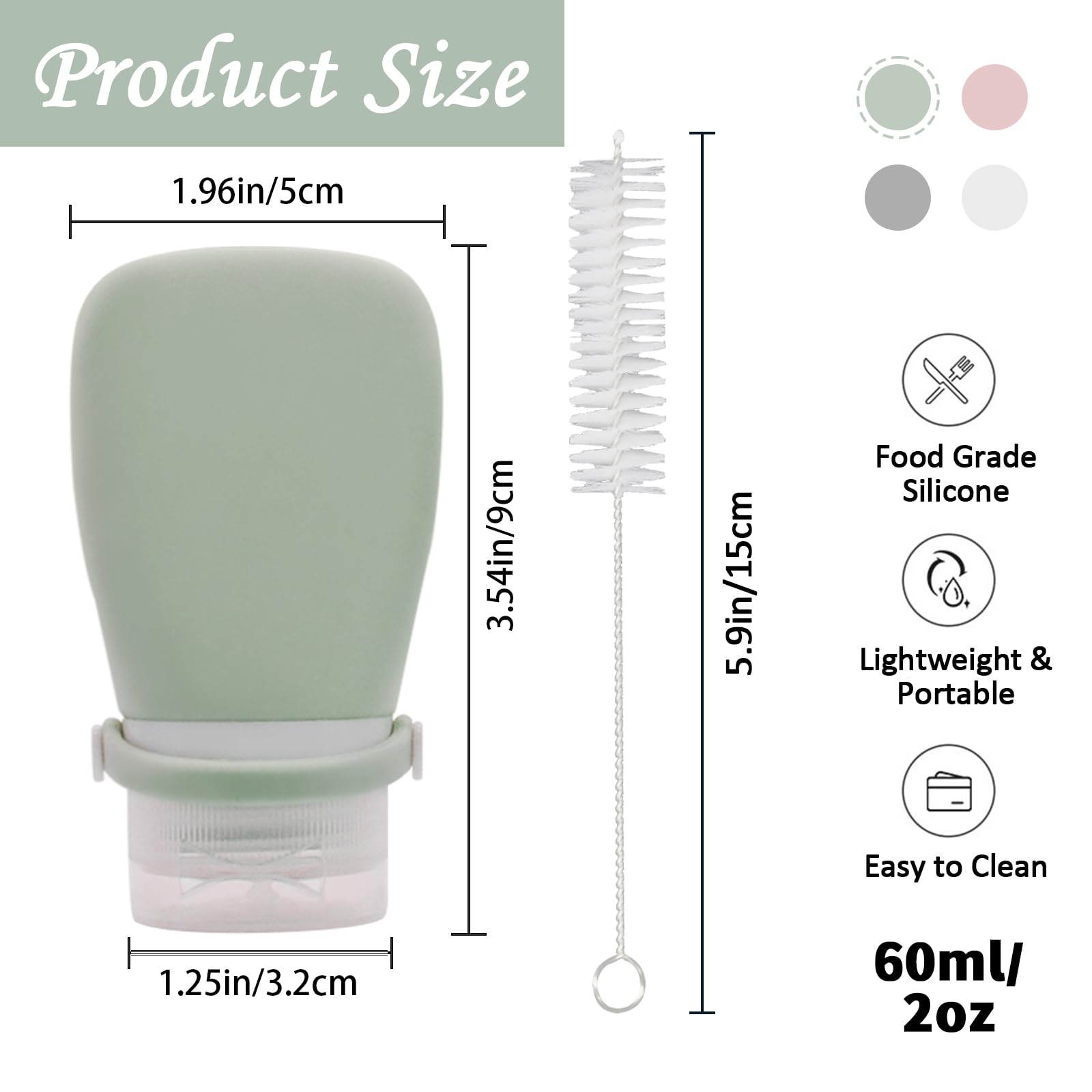 TACYKIBD 4Pcs Salad Dressing Container to Go, Mini Squeeze Bottles for Sauces, Small Condiment Bottles, Travel Condiment Containers for Lunch with 2Pcs Cleaning Brush(2oz, Bandage)