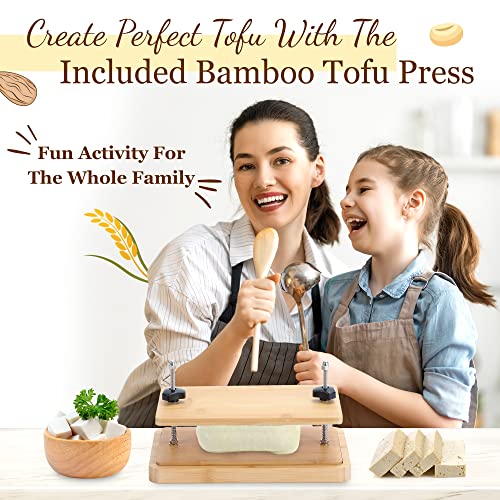 Soy Milk Maker Machine - 5 in 1 Vegan Nut Milk Maker - Nut Milk Machine Works As: Almond Milk Maker, Oat Milk Maker, Soymilk Machine, & Soup Maker Machine. Includes Tofu Making Kit w/ Tofu Press & Recipe eBook for Nut Milk & Tofu