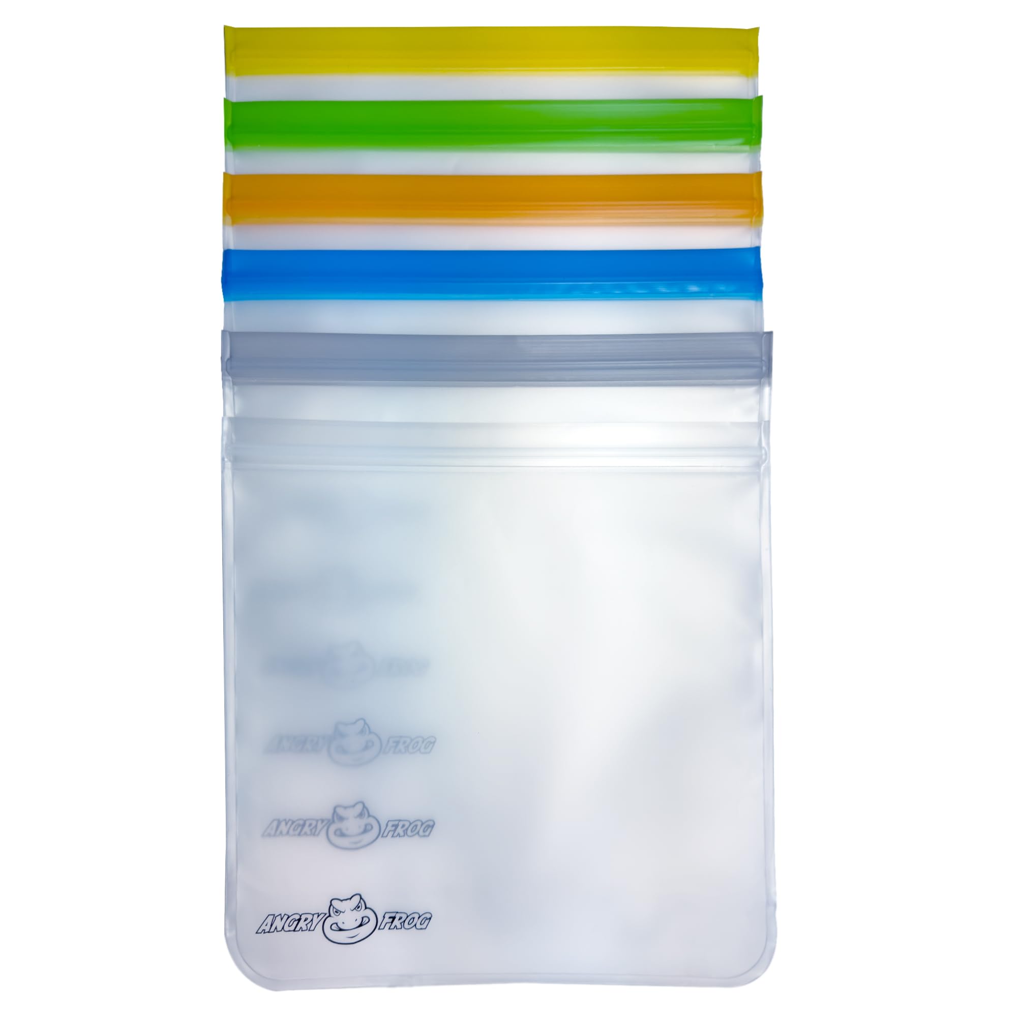 Angry Frog Reusable Silicone Ziplock Bags | Leakproof, Ziptie, Airtight, Freezer Bags | Keep Fruit, Snacks, Sandwich Fresh & Safe | BPA Free, Reusable Silicone Bags for Food Storage, 6 PCS