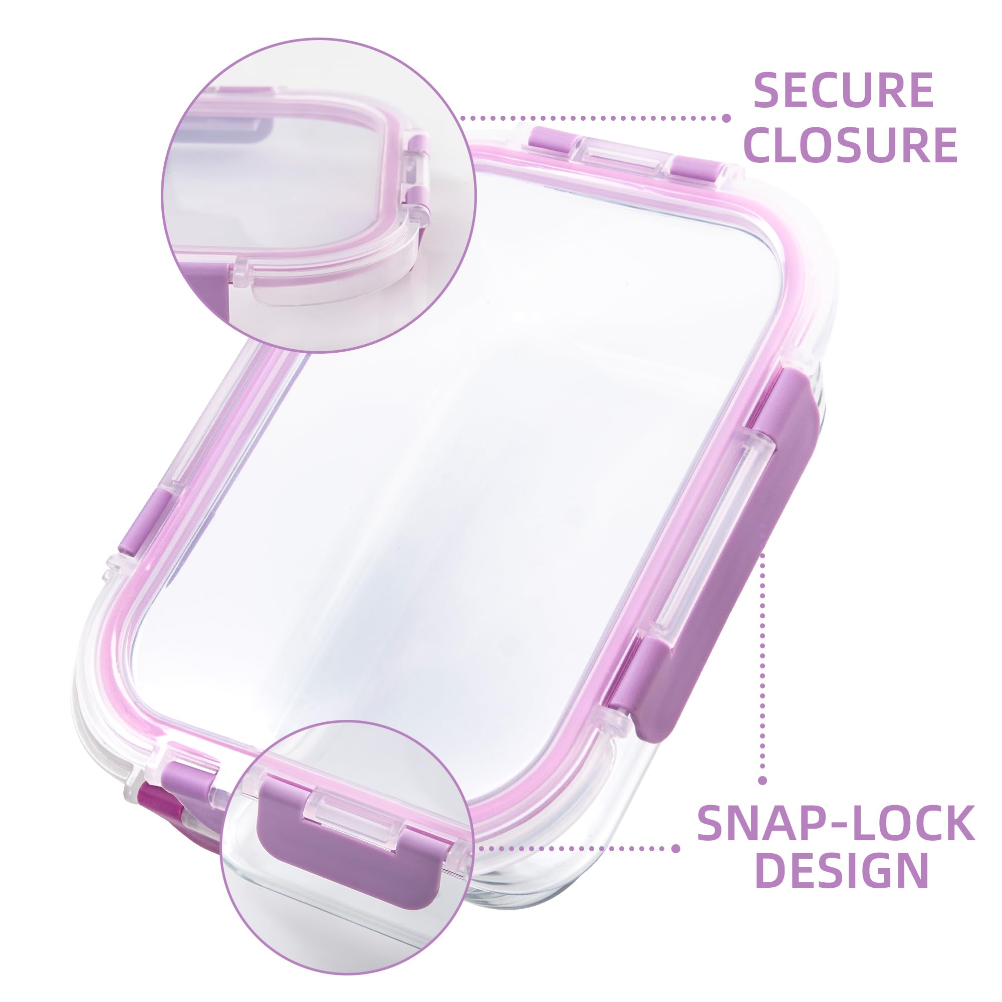 C CREST Airtight Food Storage Glass Containers with Locking Lids- 5 Large (32oz) and 5 Small (12oz), Leak-proof