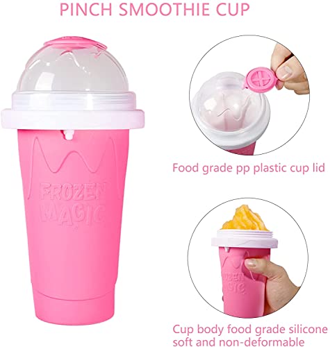 cdbz Slushie Maker Cup Slushy Maker Squeeze Cup Slushy Ice Cream Maker Quick Frozen Smoothies Cup Cooling Cup (pink+blue)
