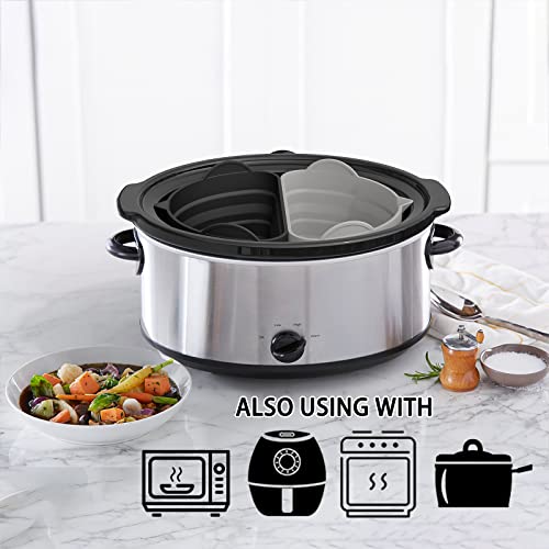 Slow Cooker Divider Liner fit 6 QT Crockpot, GISMTR Reusable & Leakproof Silicone Slow Cooker Divider Insert, Dishwasher Safe Cooking Liner for 6 Quart Crock Pot