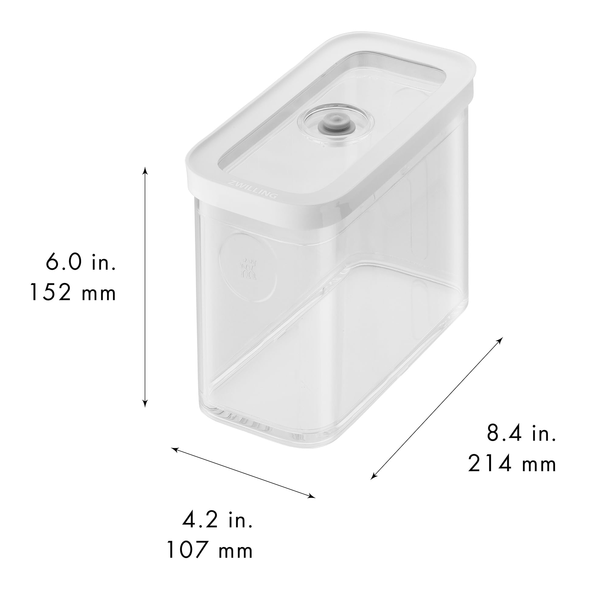 ZWILLING Fresh & Save CUBE Storage Organizer, 2M, 2-qt, Pantry Organizers and Storage, Plastic, BPA-Free Airtight Dry Food Storage Container for Oats, 16-ounce Box of Dry Pasta, Medium Tall, Clear