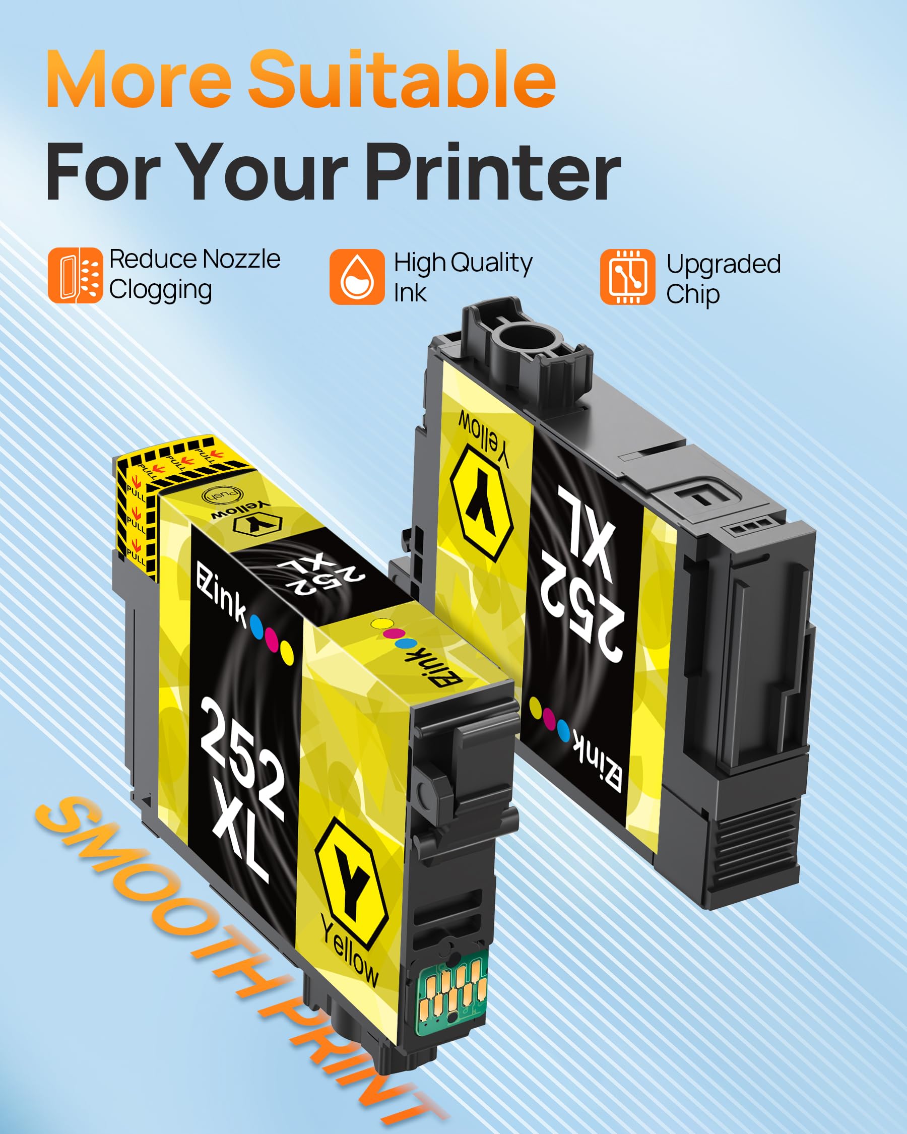 E-Z Ink (TM Remanufactured Ink Cartridge Replacement for Epson 252XL 252 XL T252XL120 to use with Workforce WF-7110 WF-7720 WF-7710 WF-3620 WF-3640 (1 Large Black, 1 Cyan, 1 Magenta, 1 Yellow) 4 Pack