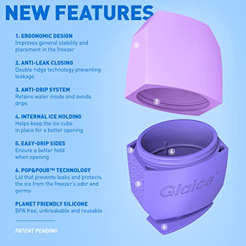 Ice Roller for Face & Eyes with Anti-Leak and Drip system. Ice Holder Tool, Face icer with easy-grip sides. Ice Cube Mold for Facial Icing. Depuff & Contour. Booklet with recipes included. GLAICE