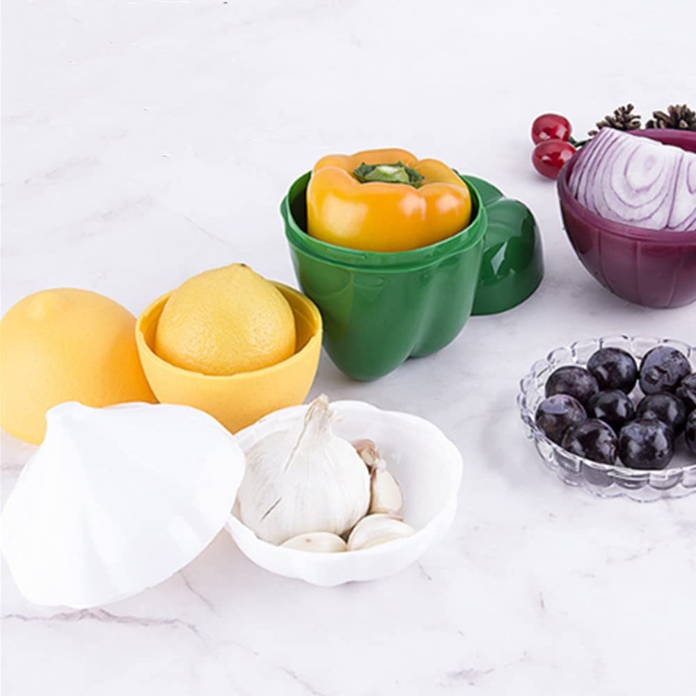 Fruit and Vegetable Storage Containers Reusable SiliconeRefrigerator Box Storage Bowls Saver Holder Keeper for Green pepper, onion, Tomato, Lemon, and Broccoli ，Refrigerator Vegetable Crisper 5Pieces