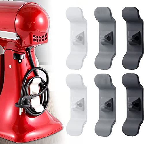 Hyuoile Cord Organizer for Appliances, 6 Pack 3 Colors Tidy Cord Wrapper Holder Wrap Keeper Cord Winder Stick on Kitchen Mixer, Blender, Coffee Maker, Pressure Cooker, Air Fryer, Toaster