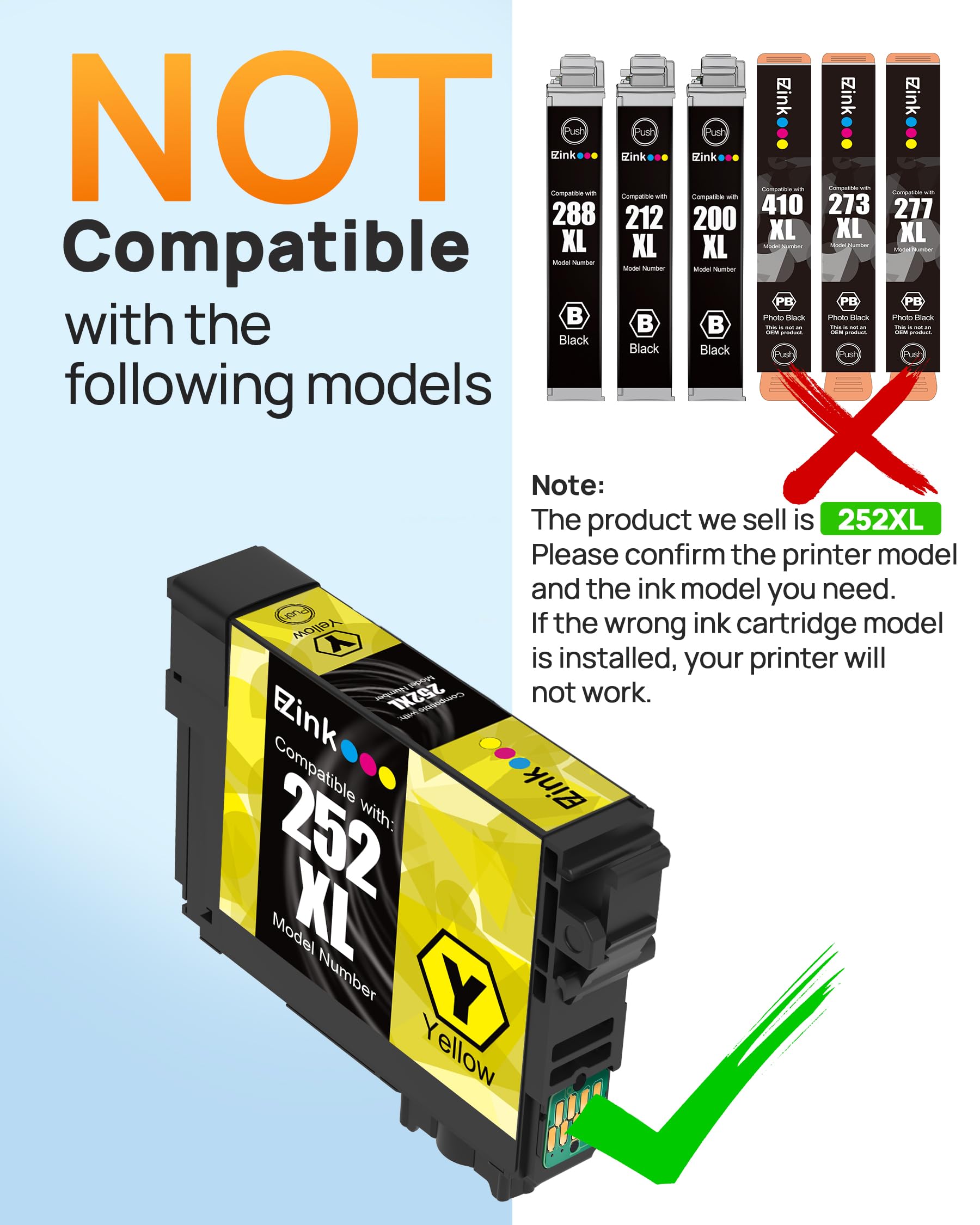 E-Z Ink (TM Remanufactured Ink Cartridge Replacement for Epson 252XL 252 XL T252XL120 to use with Workforce WF-7110 WF-7720 WF-7710 WF-3620 WF-3640 (1 Large Black, 1 Cyan, 1 Magenta, 1 Yellow) 4 Pack
