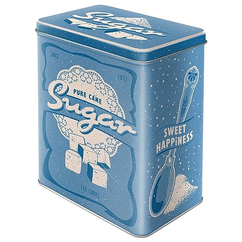 Nostalgic-Art Retro storage tin box L, 101.4 oz, Sugar – Gift idea for the kitchen, metal can for sugar, vintage design