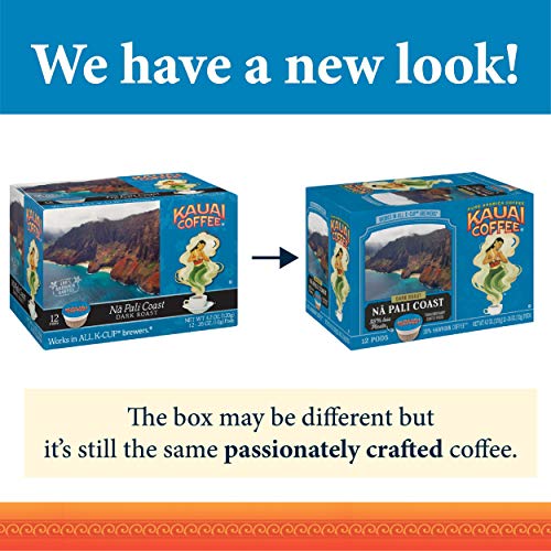 Kauai Coffee Single-Serve Pods, Na Pali Coast Dark Roast- Arabica Coffee, Grown, Harvested and Roasted in Hawaii, Keurig-Compatible Cups - 48 Count