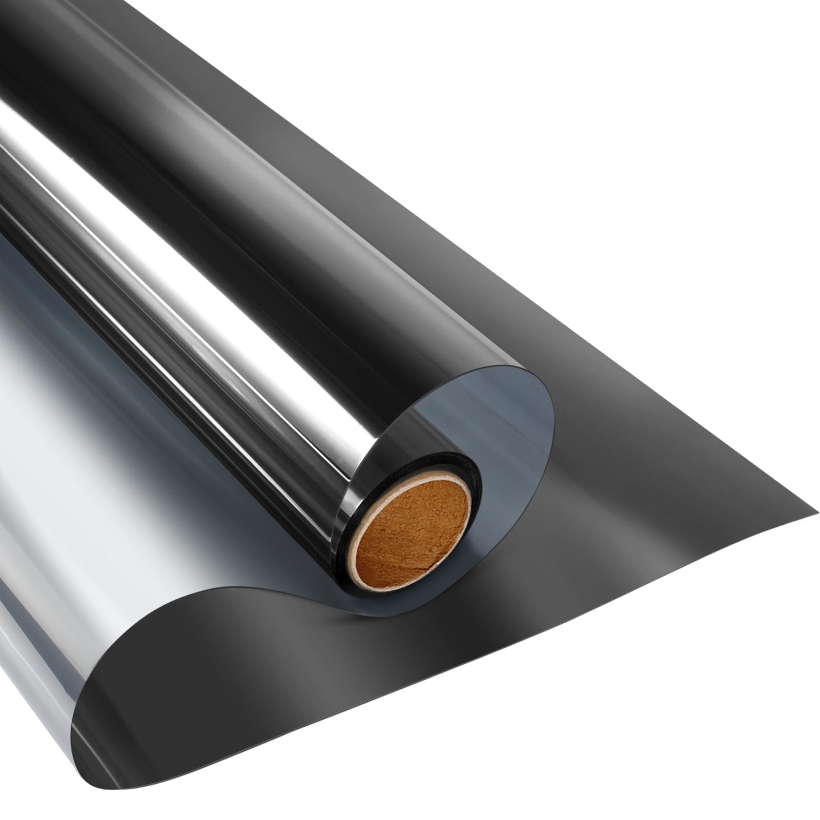 KESPEN Window Film One Way Daytime Privacy Static Cling Sun Blocking Anti UV Reflective Window Tint for Home and Office, Black-Silver, 17.5 Inch X 6.5 Feet