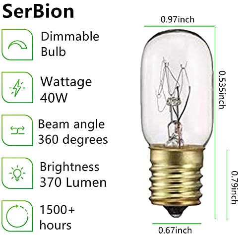 Microwave Light Bulb, Over Stove Appliance Replacement 40W Incandescent for Refrigerator, 40W E17 120V Indicator Intermediate Base Microwave Oven Bulb, Microwaves and The Lava Lamps - Replaces, 8Pack