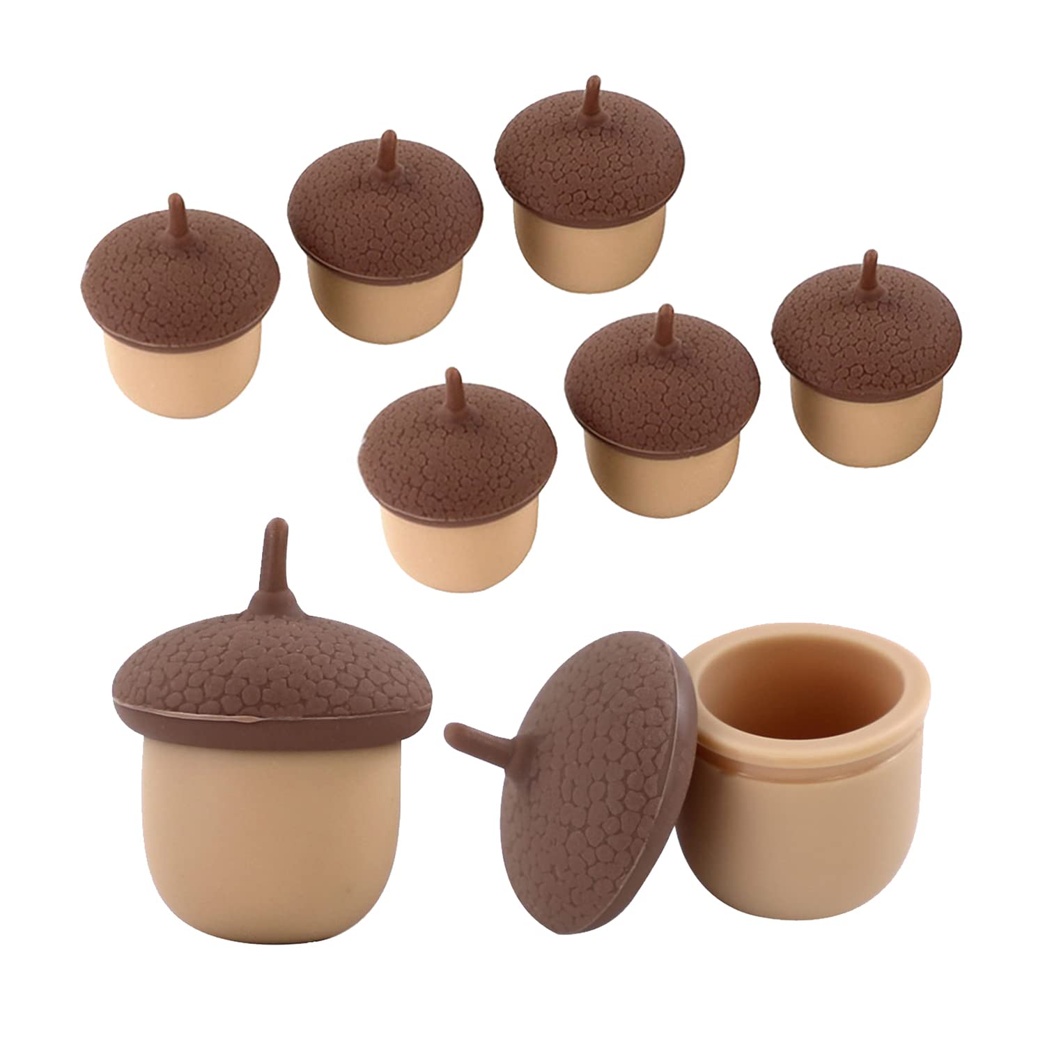 YHSWE 8pcs 5ml Pine Cone Non-stick Food Grade Silicone Wax Container Multi Use Silicone Jars for Wax, Essential Oil, Lip Balm, Shatter, Spices, brown