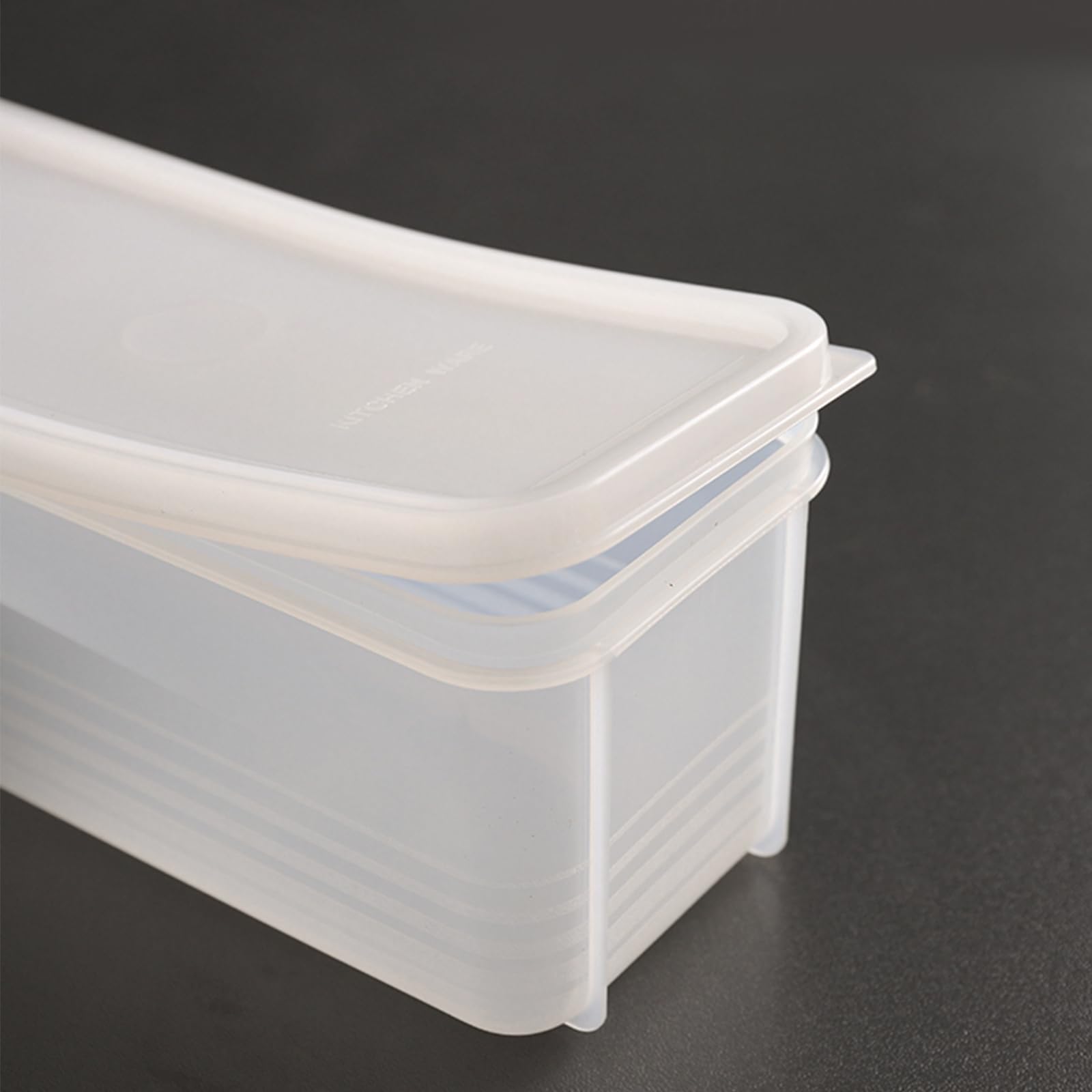 FEOOWV Set of 6 Pasta Storage Containers with Lid, Airtight Spaghetti Noodle Holder Rectangular Chopstick Storage Box Sealed Noodle Canisters for Refrigerator, Kitchen Pantry (White)
