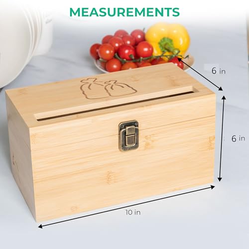 Trash Bag Dispenser Bamboo 10x6x6" - Rustic Lock & Hinges and Hanging Holes - Keep Your Plastic and Garbage Bags Within Reach - A Must-Have Kitchen Organizer that Adds a Touch of Charm to Your Space