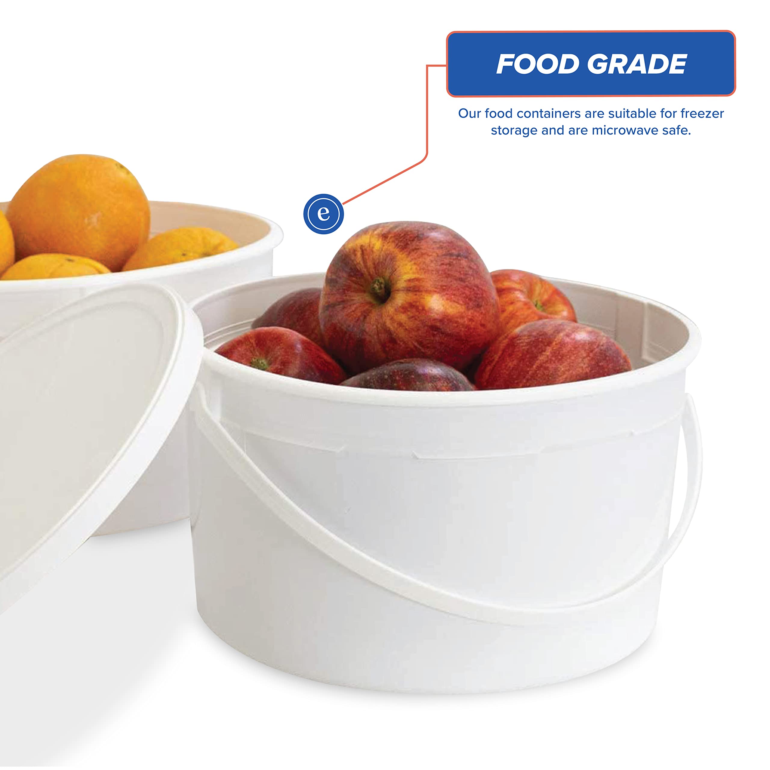 ePackageSupply 1 Gallon Food Grade Freezer Safe Round Plastic Bucket with Lids, Made in USA, BPA Free, Premium HPDE, Ice Cream, Soup, prep containers, 25 Pack