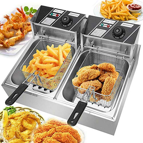 Deep Fryer with Basket, Fry Daddy, Fryers with Baskets, Countertop Stainless Steel, French Fries Fryer, for Commercial Restaurant, Fast Food Restaurant (12L)