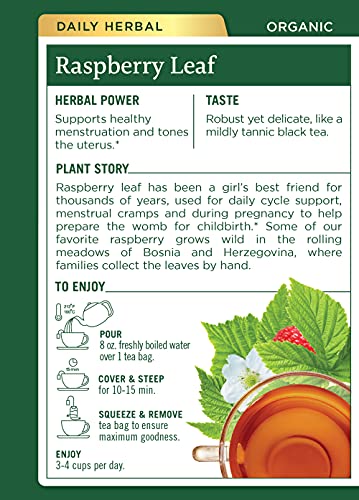 Traditional Medicinals Organic Raspberry Leaf Herbal Tea Caffeine Free, (Pack of 4) Total 64 Total Bag Tea