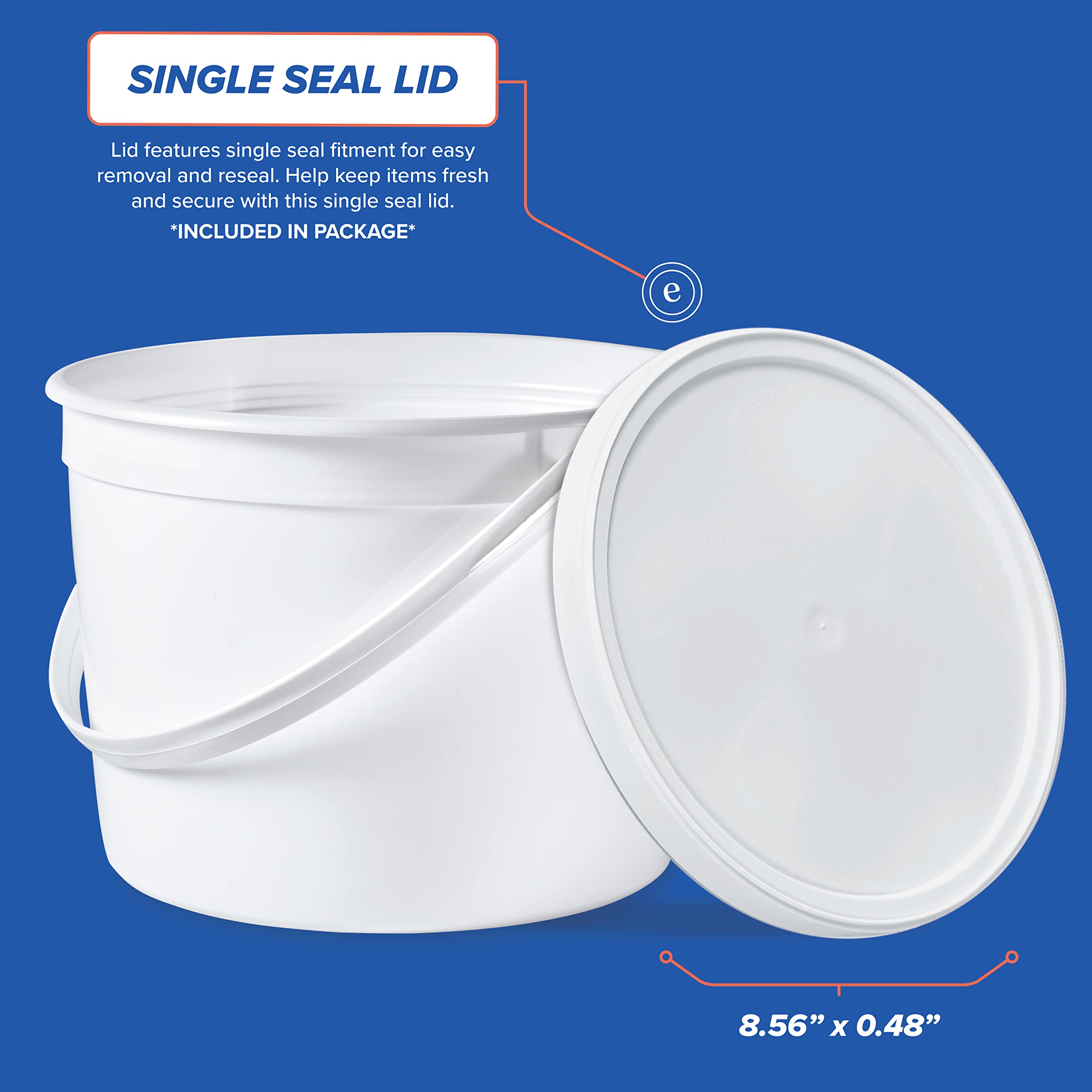 ePackageSupply 1 Gallon Food Grade Freezer Safe Round Plastic Bucket with Lids, Made in USA, BPA Free, Premium HPDE, Ice Cream, Soup, prep containers, 25 Pack