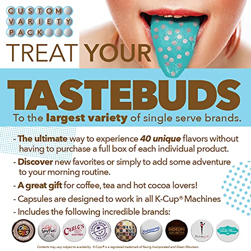Crazy Cups Flavored Coffee Pods Variety Pack, Fully Compatible With All Keurig Flavored K Cups Brewers, Coffee Sampler, 40 Count
