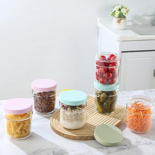 wemburly 6Pack Meal Prep Containers Reusable Glass 2Cup Overnight Oats Containers With Lids Glass Containers16OZ Borosilicate Glass Jars Diswasher Safe
