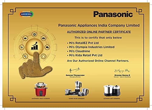Panasonic 2 Litre Wet Grinder with Automatic Timer & Stainless steel drum| MK TSW200 W, White Color | 110-120 Volts | Suitable for USA and Canada | Dosa & Idli wet Grinder