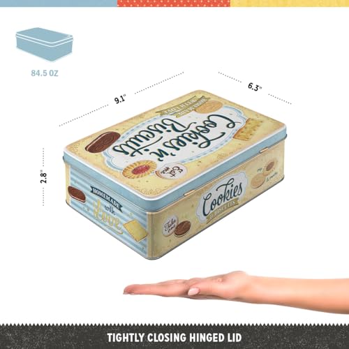 Nostalgic-Art Retro storage tin box flat, 84.5 oz, Cookies 'n' Biscuits β Gift idea for the kitchen, metal can with lid, vintage design