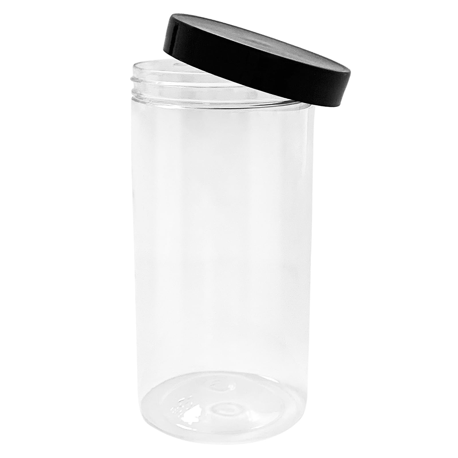 UEJYWUY 16 Pack 32 Oz Plastic Jars With Screw Lids, Wide Mouth Empty Clear Plastic Storage Container, Food Grade Large Round Jar for Household and Kitchen Organizing