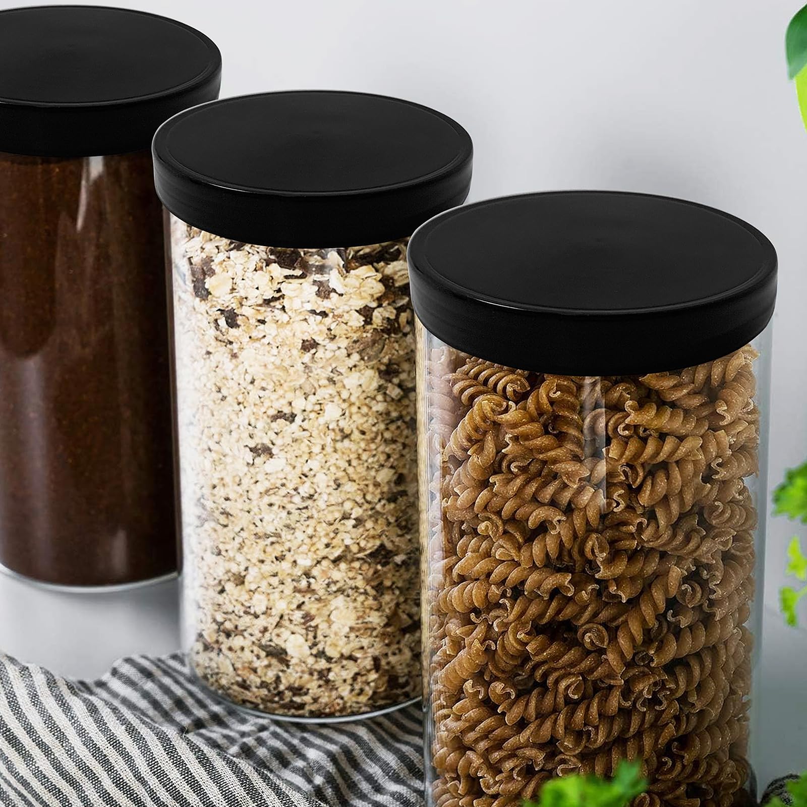 UEJYWUY 16 Pack 32 Oz Plastic Jars With Screw Lids, Wide Mouth Empty Clear Plastic Storage Container, Food Grade Large Round Jar for Household and Kitchen Organizing