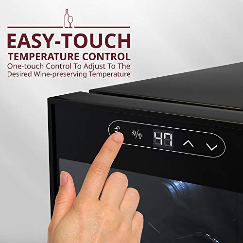 SCHMECKE 34 Bottle Compressor Wine Cooler Refrigerator w/Lock | Large Freestanding Wine Cellar | 41f-64f Digital Temperature Control Wine Fridge For Red, White, Champagne or Sparkling Wine - Black