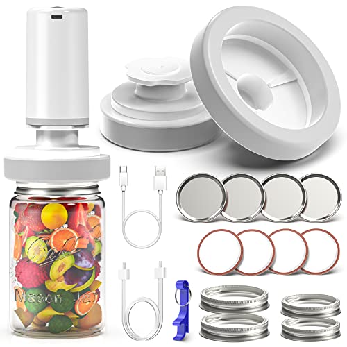 Eazy2hD Mason Jar Vacuum Sealer, Electric Vacuum Sealer for Jars Compatible with FoodSaver Canning Sealer, Jar Vacuum Sealer Attachment Kit for Food Storage with Wide & Regular Mouth Mason Jars