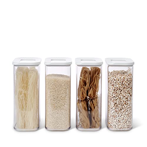 Mepal - Storage Container Modula 4-Piece Set β Clear Food Container with Lid - Kitchen Organizers & Plastic Storage Boxes β Stackable & Airtight β 4 x 2000 ml β White