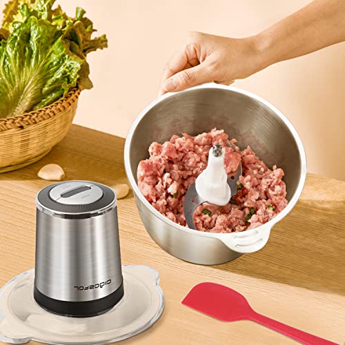 Aigostar 8-Cup Food Processor, Electric Food Chopper with 1.8L Stainless Steel Bowl for Garlic, Meat, Vegetables, Fruits and Nuts, Onion Chopper for Dicing, Mincing, and Puree, 300W(1)