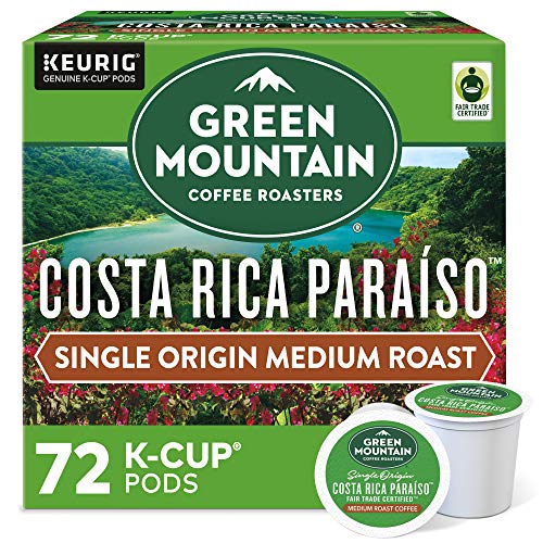 Green Mountain Coffee Roasters Costa Rica Paraiso, Single-Serve Keurig K-Cup Pods, Medium Roast Coffee Pods, 12 Count (Pack of 6)