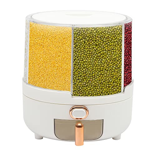 Eapmic 360° Rotatable Cereal Dispenser, One-Click Rice Output, Visible Round Multigrain Tank Cup Dry Rice Container Food Dispenser Sealed Grains Cans Grain Storage Tank for Storage Small Beans