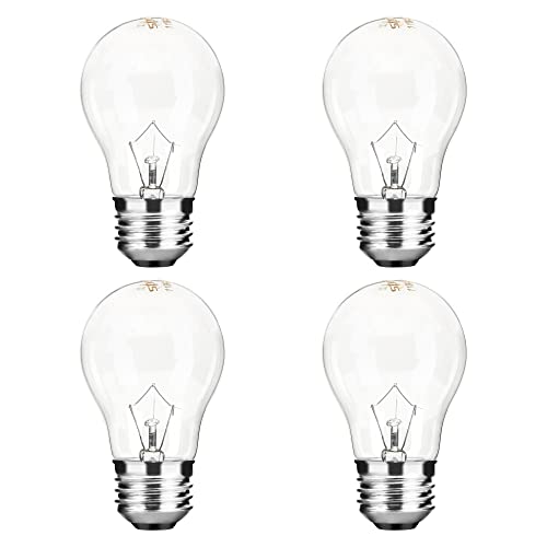 Appliance Oven Light Bulb A15 40W for Refrigerator Over Stove Range Hood Microwave Lava Lamp Replacement Bulb High Temperature Resistant E26 Medium Base 120V Warm White Pack of 4…