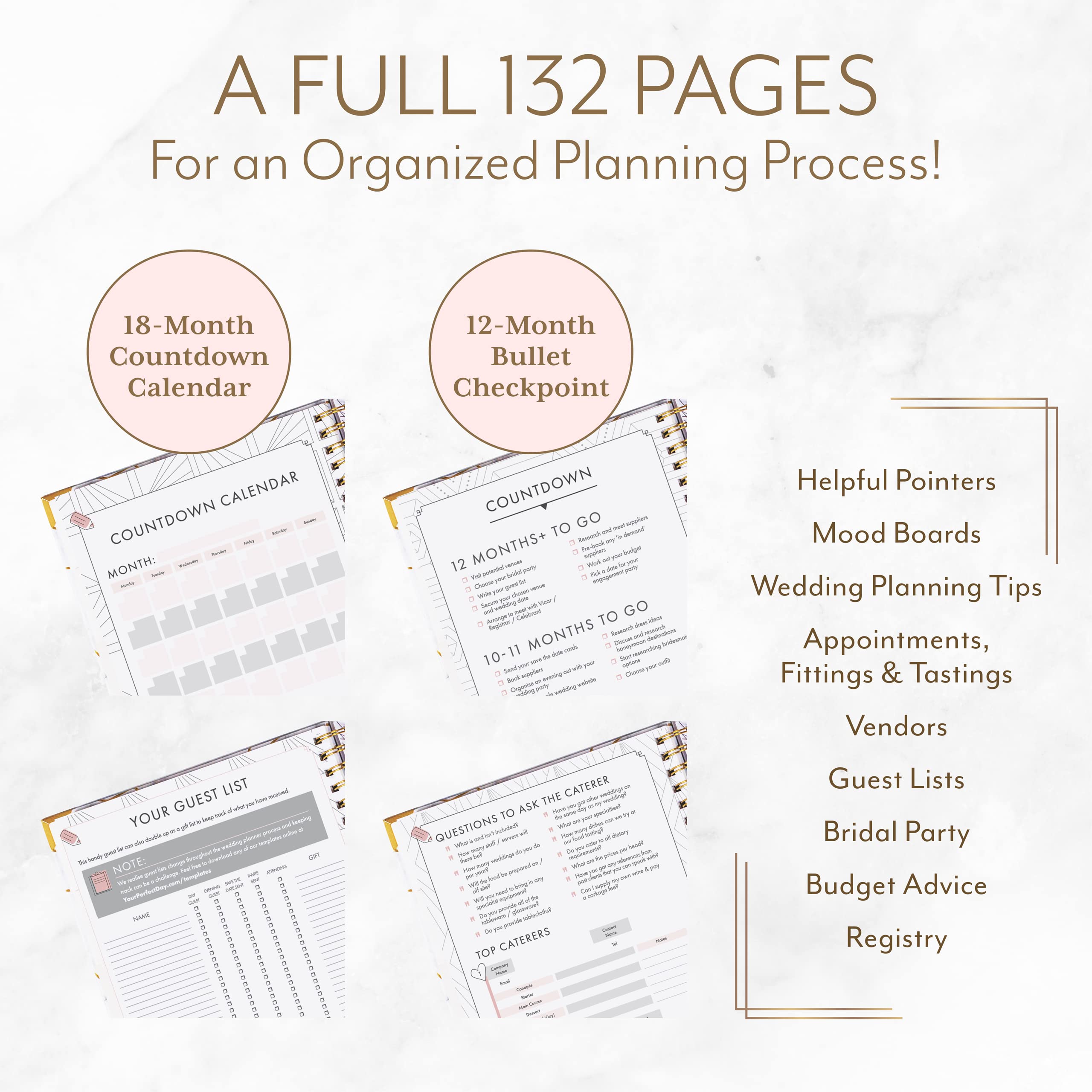 Wedding Planner - Undated Bridal Planning Diary and Organizer, Hard Cover, Pockets & Online Support