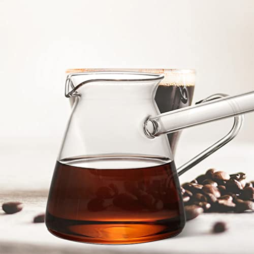 Zerodeko 2pcs Turkish Coffee Pots with Handle, Glass Stovetop Tea Pots Heat Resistant Side Handle Teapot Kettle Hot Chocolate Maker Stovetop Coffee Maker (450ML)