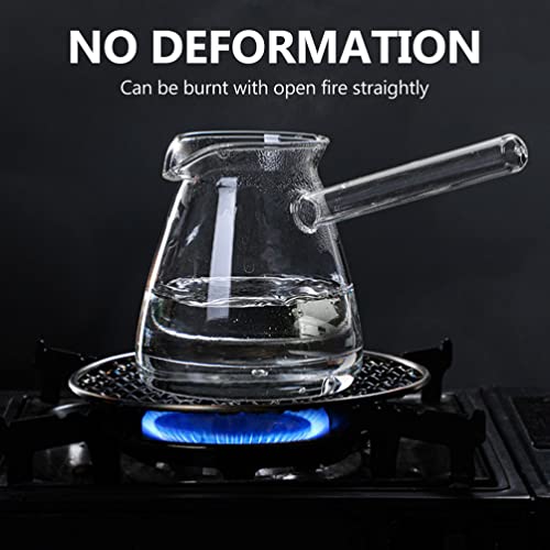 Zerodeko 2pcs Turkish Coffee Pots with Handle, Glass Stovetop Tea Pots Heat Resistant Side Handle Teapot Kettle Hot Chocolate Maker Stovetop Coffee Maker (450ML)