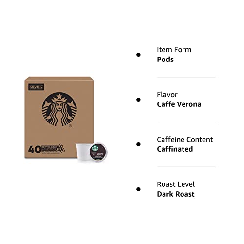 Starbucks K-Cup Coffee Pods—Dark Roast Coffee—Caffè Verona for Keurig Brewers—100% Arabica—1 box (40 pods)