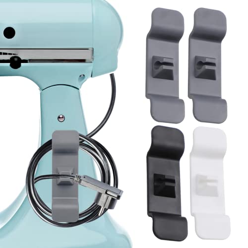 4 Pack Stick On Cord Organizer for Kitchen Appliances - Multi Use Small Appliance Cord Winder - Tidy Cord Keeper Wrap Attachment - 3M Adhesive Power Cord Holder, Electric Cord Wrapper Receiving Reel