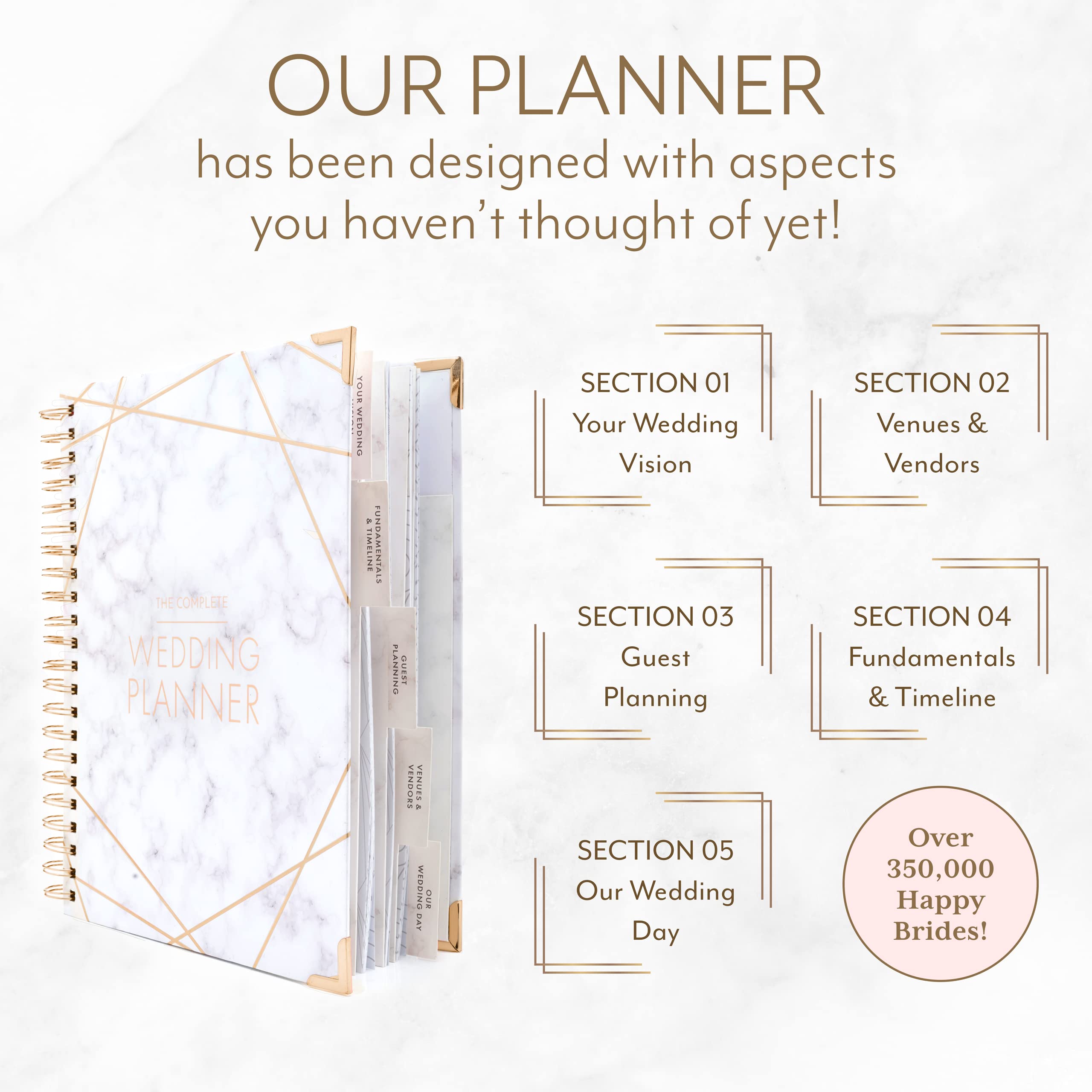 Wedding Planner - Undated Bridal Planning Diary and Organizer, Hard Cover, Pockets & Online Support
