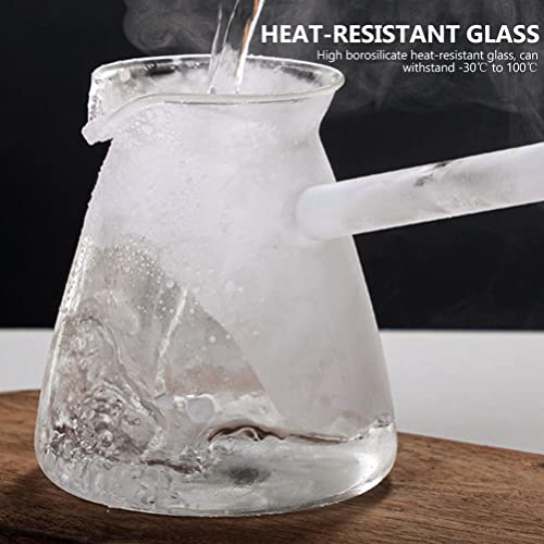 Zerodeko 2pcs Turkish Coffee Pots with Handle, Glass Stovetop Tea Pots Heat Resistant Side Handle Teapot Kettle Hot Chocolate Maker Stovetop Coffee Maker (450ML)