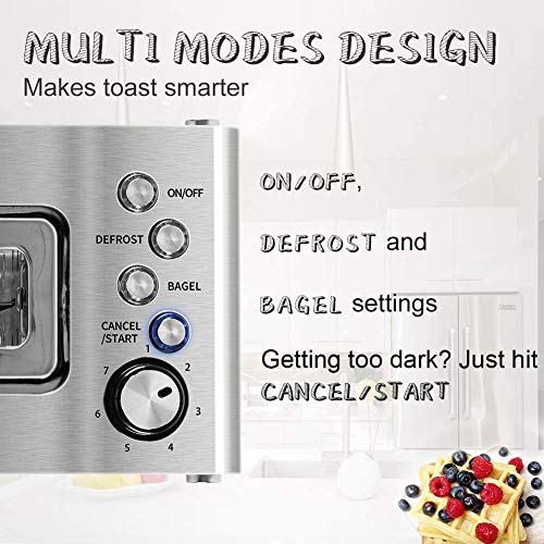 Toaster 2 Slice, CUSIMAX Toaster Long Slot with Glass Window Bagel Toasters, Artisan Bread Toaster Stainless Steel Wide Slot with Automatic Lifting, Slide-out Glass Panel and Removable Crumb Tray, Black Toaster