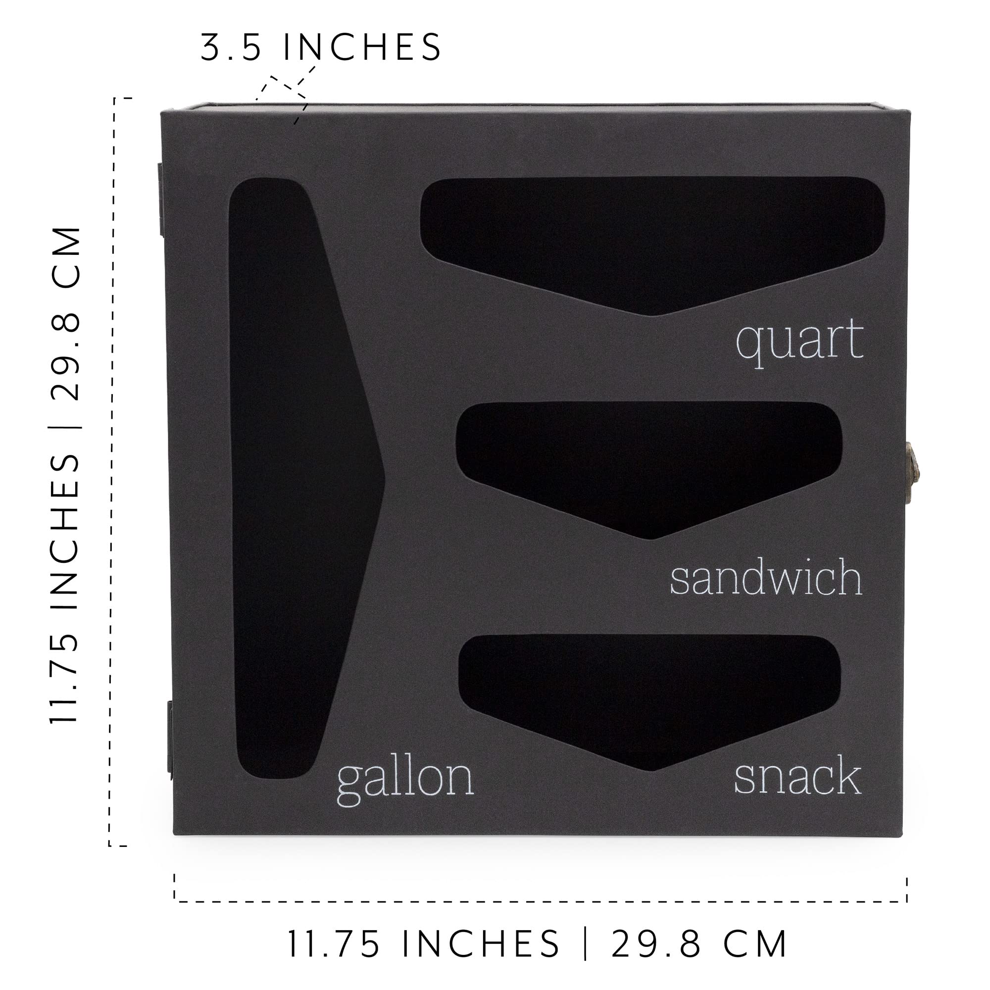 AuldHome Design Enamelware Kitchen Bag Organizer (Black), Farmhouse Style Holder Compatible w/Zipper Seal Kitchen Storage