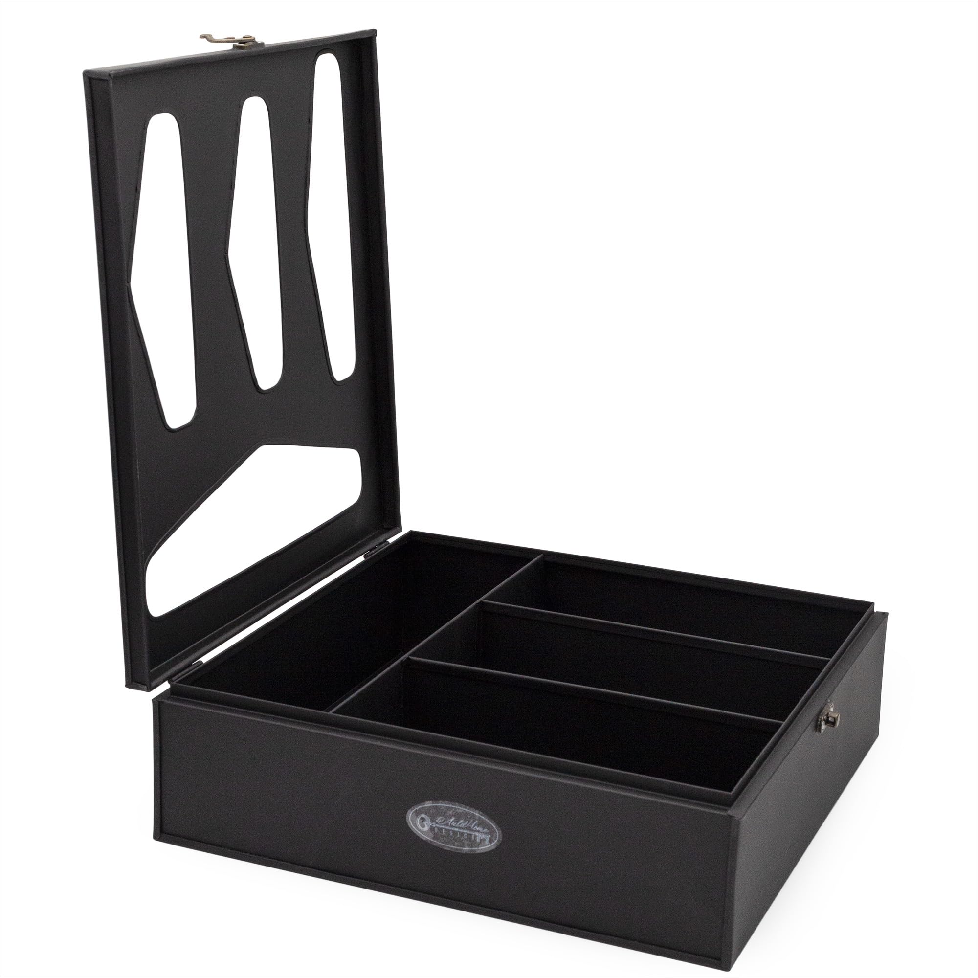 AuldHome Design Enamelware Kitchen Bag Organizer (Black), Farmhouse Style Holder Compatible w/Zipper Seal Kitchen Storage