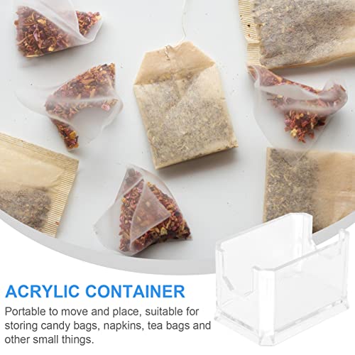 Housoutil Tea Organizer 2pcs Acrylic Tea Bag Boxes Reusable Tea Bag Organizer Square Coffee Bag Box Packets Small Items Sundries Containers for Kitchen Cabinets Countertops Pantry Transparent