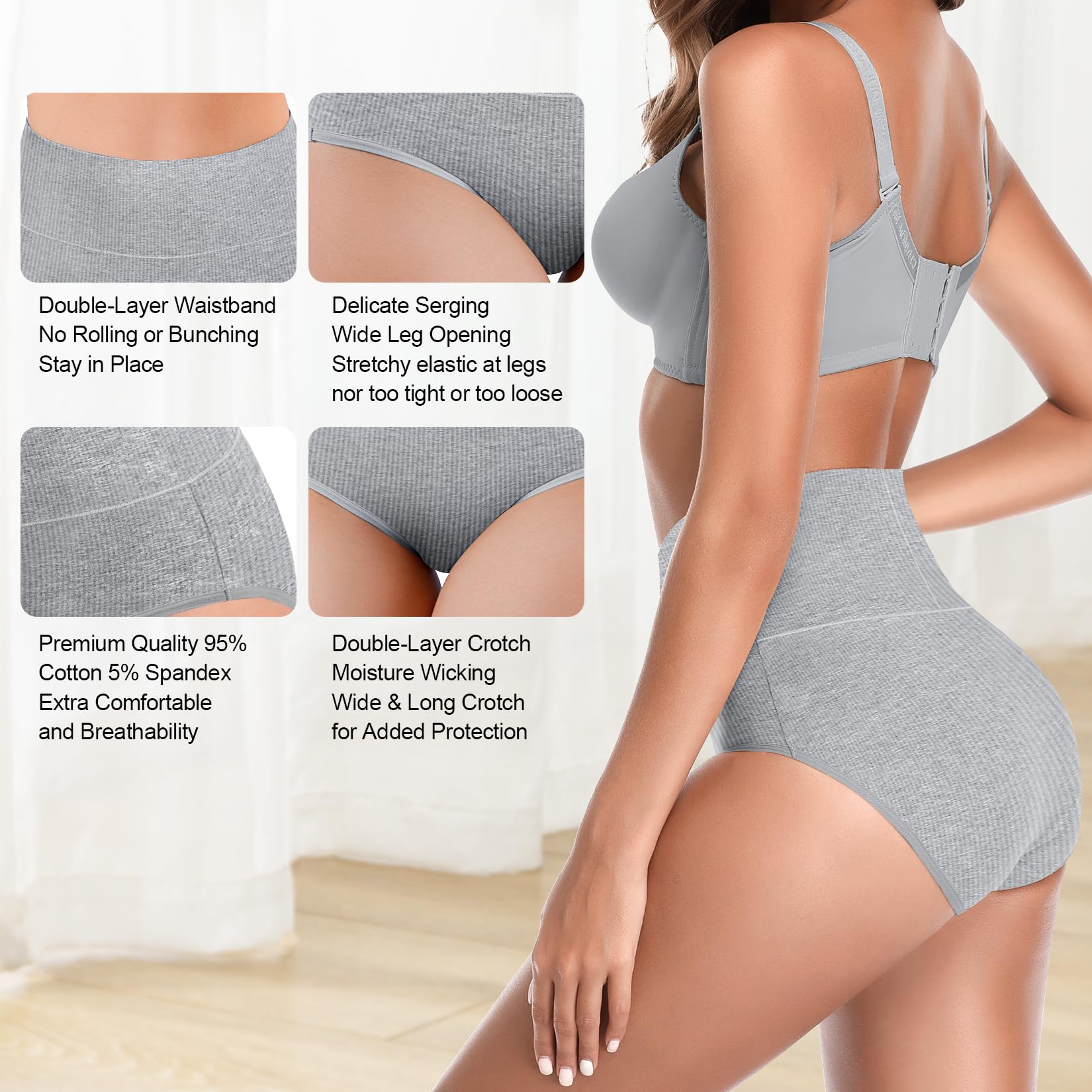 JojoQueen Underwear for Women,Cotton High Waist Underwear for Women Full Coverage Soft Comfortable Briefs Panty