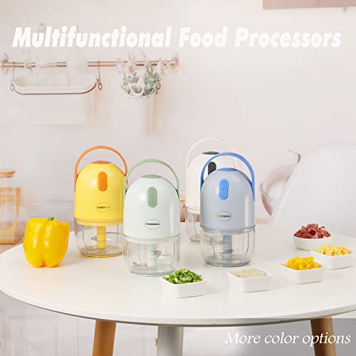 TIKBABA Electric Food Processor,chopper vegetable cutter,3 stainless steel blades,Large Power Battery(Green)